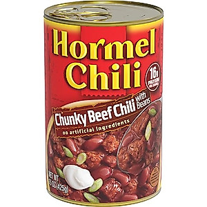 HORMEL Chili Chunky Beef Chili with Beans, No Artificial Ingredients, 15 Oz