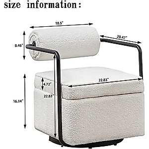 Alunaune Upholstered Sherpa Swivel Storage Living Room Chairs Set of 2, Modern Accent Chair Fuzzy Arm Club Chair Couch, Mid Century Single Sofa Guest Reception Lounge Chair Indoor for Bedrooms-White