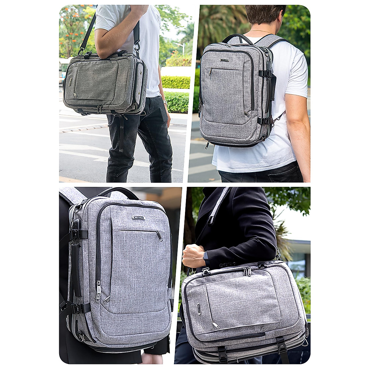 LOKASS 55L Travel Backpack All in One Carry on Backpack/Handbag/Shoulder bag, Flight Approved Travel Essentials Luggage Bag for Business Trip Travel, with Removable Toiletries Display Bag