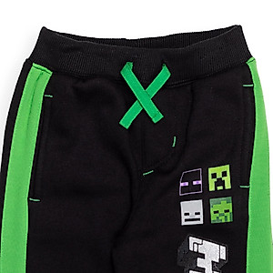 Minecraft Mobs Little Boys Fleece 2 Pack Jogger Pants Black/Green/Grey 5