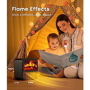 COSYAIREY Space Heater Fireplace, Energy Efficient Space Heater Dynamic Flame Effect, 30% Energy Saving,1s Fast Heating Electric Space Heaters for Indoor Use, Electric Space Heater Tip-Over Protection