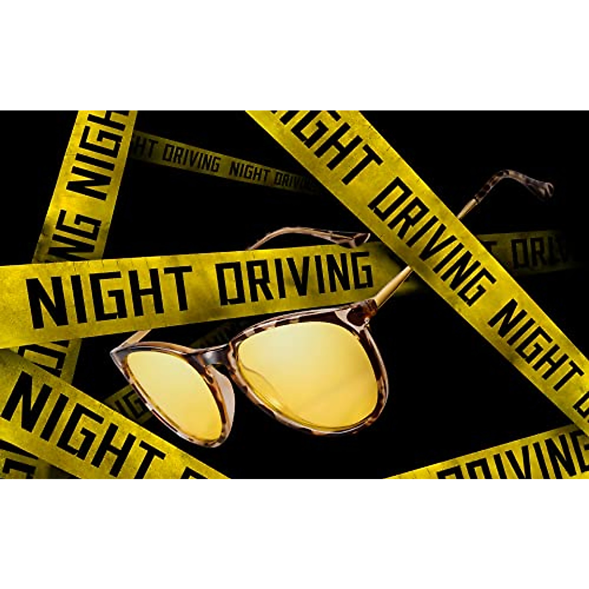 TJUTR Women's Night-Vision Glasses for Driving, HD Polarized Yellow Lens Reduce Glare Safety Nighttime UV Protection (White Tortoise Frame/Photochromic Night-Vision Glasses)