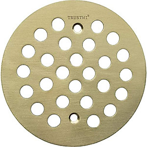 TRUSTMI 4 1/4-inch Screw-in Style Shower Drain Grate Replacement Cover with Screws,Brushed Gold