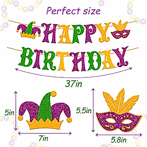 Mardi Gras Birthday Banner Carnival Fleur De Lis Shrove Fat Tuesday New Orleans Masquerade Theme It’s My Mardi Gras Birthday Party Decorations