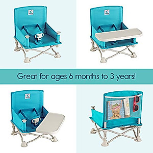 hiccapop OmniBoost Travel Booster Seat with Tray for Baby | Folding Portable Baby Booster Seat for Dining Table, Camping, Beach, Grandma’s | Tip-Free Design Straps to Kitchen Chairs - Booster Chair