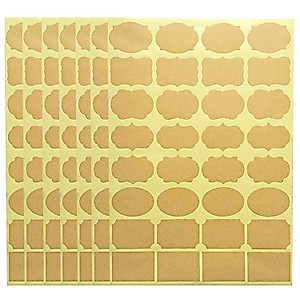 Remarkable Fancy Shape Kraft Paper Stickers Labels for Essential Oil Bottle Food Jars,Herb Jars, Spice Jars (7 Sheets)