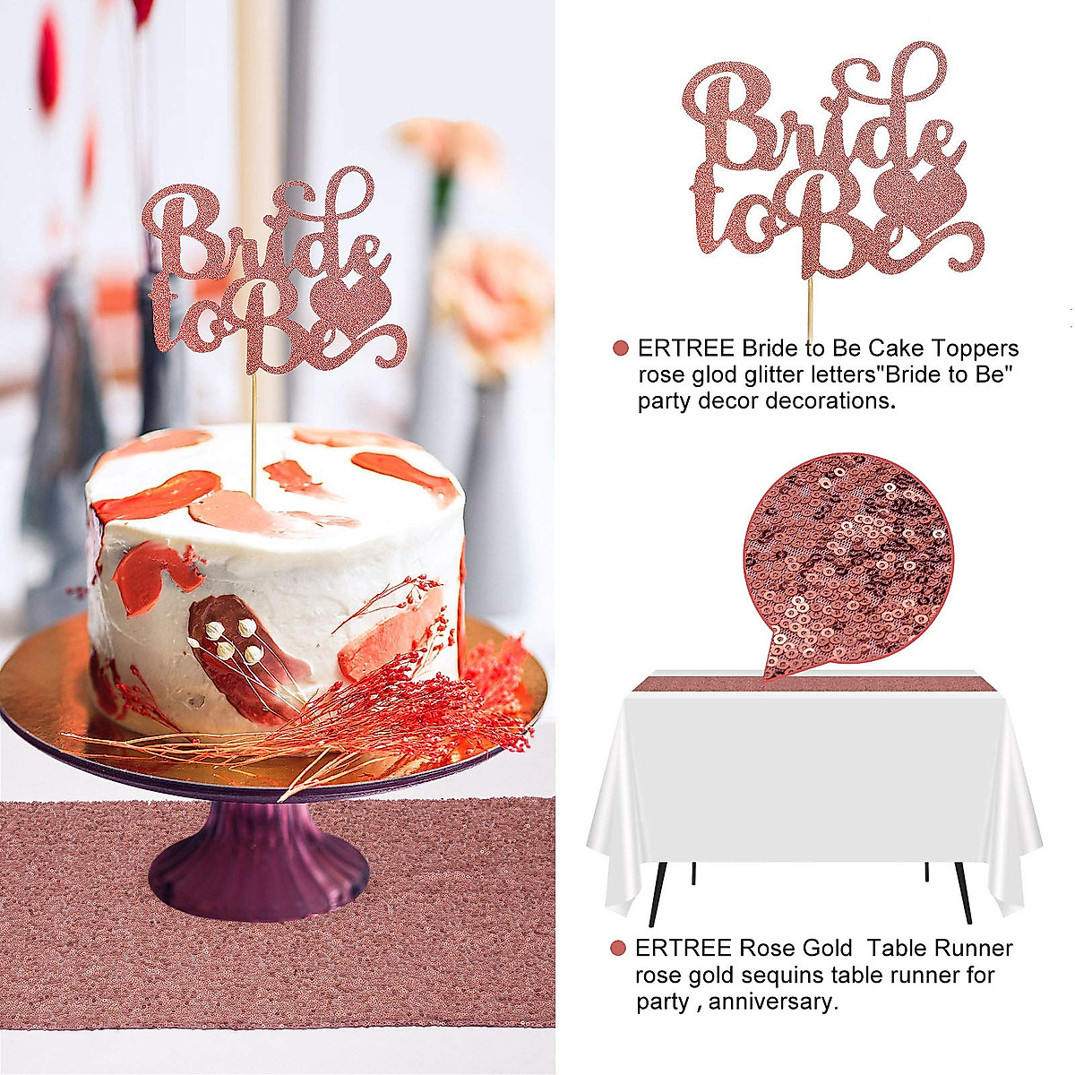 Bachelorette Party Decorations Naughty, Rose Gold Bridal Shower Party Decor and Supplies Kit - Bachelorette Veil, Bride To Be Sash & Balloons, Photobooth Props Tiara Tattoos