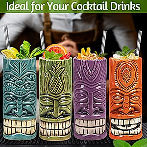 SuproBarware Tiki Mugs Set of 12 - Large Cocktail Tiki Glasses Hawaiian Party Cute Exotic Cocktail Glasses Hawaiian Ceramic Mug