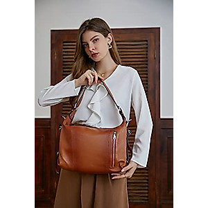 HESHE Vintage Genuine Leather Purses and Handbags for Women and Ladies Shoulder Bag Crossbody Bags (Dark Blue)