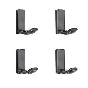Tesmula gt2-ZJ 4 Clothes Vintage Brass Robe Coat Hooks Pack Towel Hook Home Hangers Bathroom Accessories,for Bathroom Kitchen Garage Hotel Wall Mounted Black