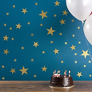 Mozamy Creative Star Wall Decals (189 Count) Gold Star Decals Nursery Decals Removable Peel and Stick Wall Decals, Vintage Gold