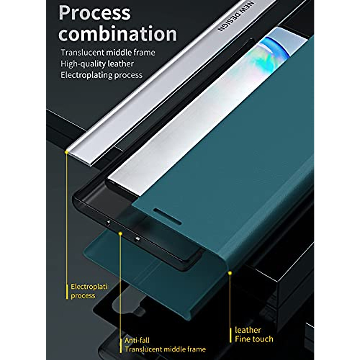 CCSmall for Xiaomi Redmi Note 10 Pro/Note 10 Pro Max Bracket Pagnetic Leather Cover TPU Shockproof Protection Flip Phone Case for Xiaomi Redmi Note 10 Pro Max CX Yellow