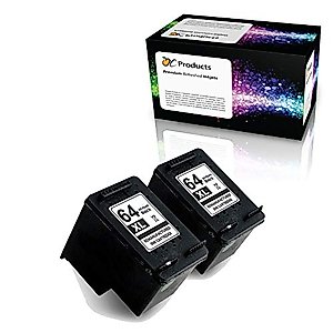 OCProducts Refilled Ink Cartridge Replacement 2 Pack for HP 64 64XL for Envy Photo 6255 7155 7855 Printers (2 Black)