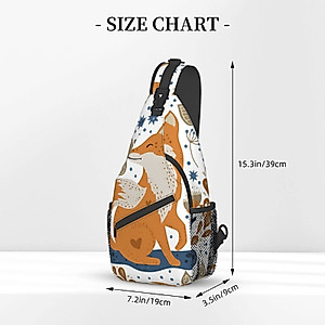 Fox Sling Bag, Chest Bag Daypack, Crossbody Sling Backpack for Travel Sports Running Hiking