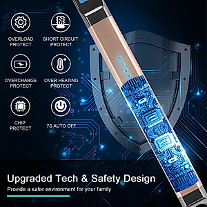 ARECTECH Electric Candle Lighter Rechargeable USB Long Gill Lighter for Candle Cooking Camping BBQs Fireworks Champagne Gold