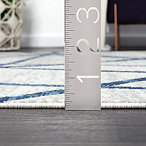 Abani Atlas 5'x8' Blue/Grey Area Rug, Criss Cross Design - Durable Non-Shedding - Easy to Clean