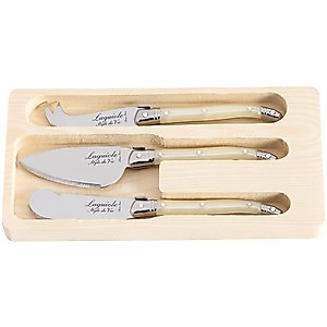 Laguiole Style de Vie Cheese knives Premium Line, set of 3, mother of pearl color