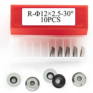 12mm Round Carbide Inserts Cutters Knives Blades 12×2.5mm-30°for Woodworking Lathe Turning 10pcs