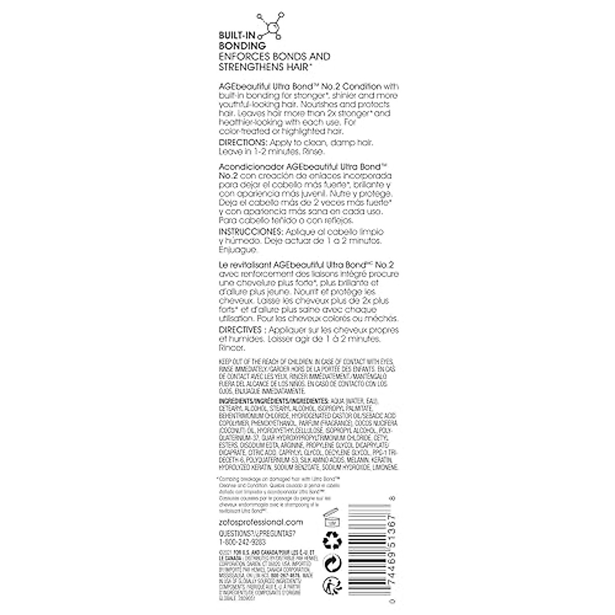 ULTRA BOND No. 2 Color-Safe Conditioner - Strengthen, Protect & Add Shine to Hair | Built-in Bonding Formula - Perfect for Lightened Hair, 10.1 Fl Oz