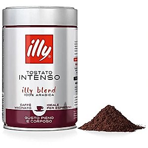 illy Intenso Ground Espresso Coffee, Bold Roast, Intense, Robust and Full Flavored With Notes of Deep Cocoa, 100% Arabica Coffee, No Preservatives, 8.8 Ounce (Pack of 2)