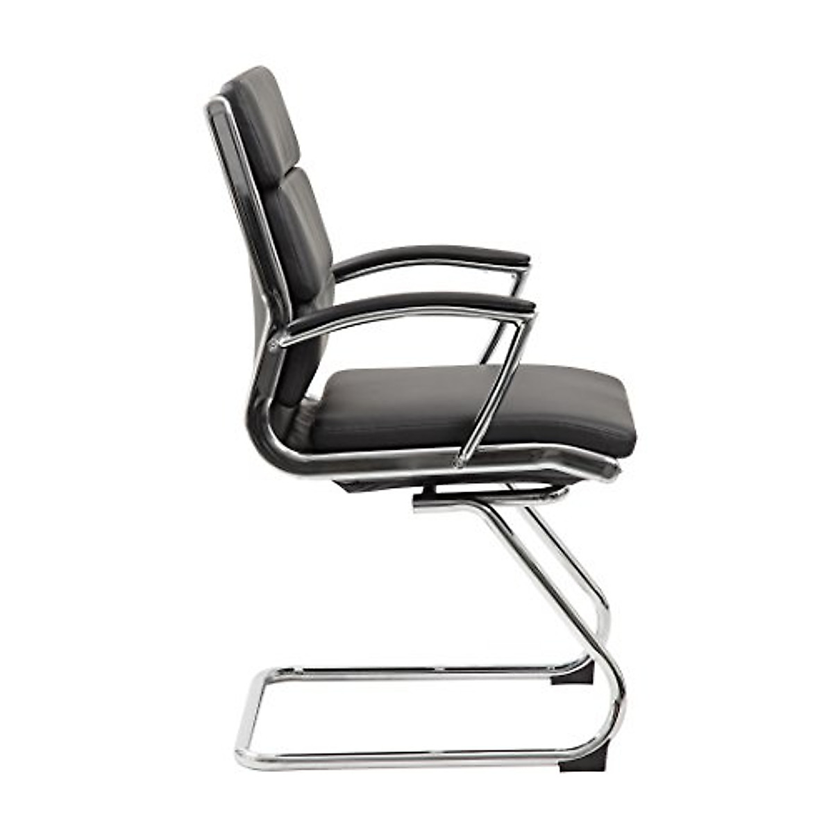 Boss Office Products Executive Mid Back CaressoftPlus Chair with Metal Chrome Finish in Black