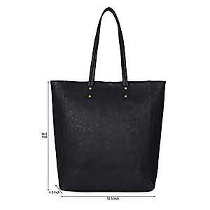 ANTONIO VALERIA Ava, Black Premium Leather Tote/Top Handle Shoulder Bag for Women