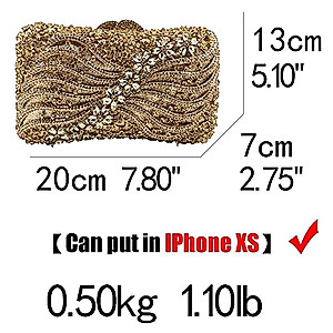 Boutique De FGG Women Crystal Clutch Evening Bags Wedding Party Rhinestones Handbags Ladies Gala Dinner Purses (Black&Grey)