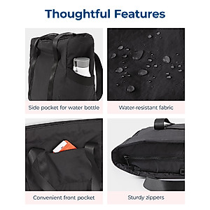 BAGSMART Tote Bag for Women with Zipper, Gym Tote with Compartments, Work Tote Nurse Dance Yoga Bag for Sport, Travel