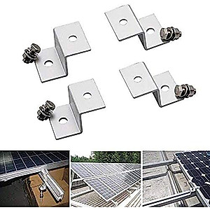 F-ber 1 Set (4pcs) Solar Panel Mounting Hardware Z Type Bracket Aluminum W/Stainless Bolt for RV Boat Off Grid 38mm Width Solar Panels (38 * 25 * 27mm/1.49"*0.98"*1.06")