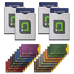 IDENTITY STRONGHOLD - RFID Blocking Sleeves, Set of 20 (16 Credit Card Sleeves + 4 Passport Sleeves) - Passport and Credit Card Protector Sleeves - Anti RFID Identity Theft Protection