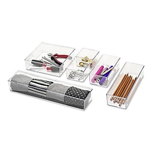 Whitmor Clear-Set Includes 6 Individual Pieces Modular Drawer Organizers, Set of 6