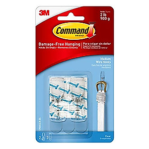 Command, Medium, Clear, Wire Toggle, 2-Hooks (17065CLR-ES), 2 Count