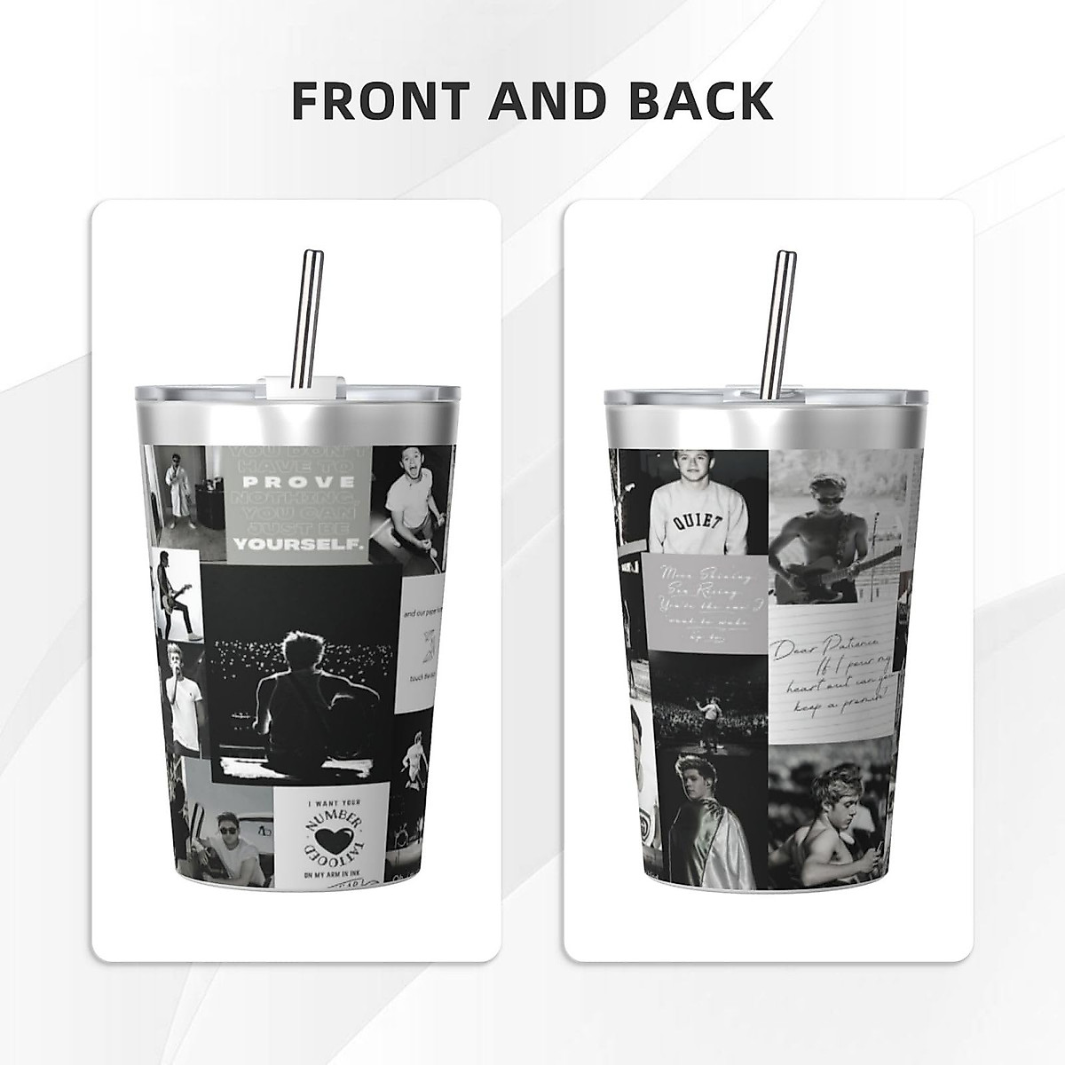 UALWORY Niall Music Horan Tumbler Cup 12oz Travel Coffee Mug with Lid and Straw Stainless Steel Insulated Mugs