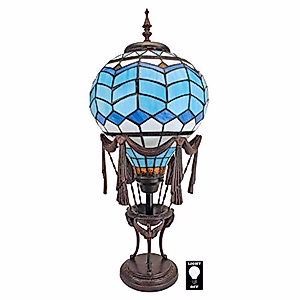 Design Toscano Le Flesselles Hot Air Balloon Illuminated Stained Glass Statue Table Lamp, full color 27 Inch