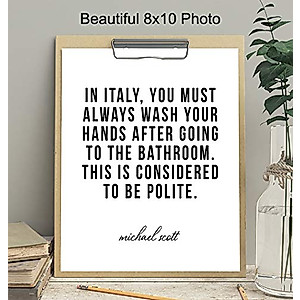 Michael Scott, The Office Bathroom Decorations - Bath Wall Decor - Funny Bathroom Decor - Wash Your Hands Restroom Sign - Unique Original Housewarming Gag Gift - Humorous Bathroom Wall Art - Unframed