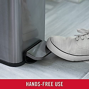 Rubbermaid Stainless Steel Slim Step-On Trash Can, 2.6-Gallon, Charcoal, Wastebasket with Lid for Home/Bathroom/Kitchen