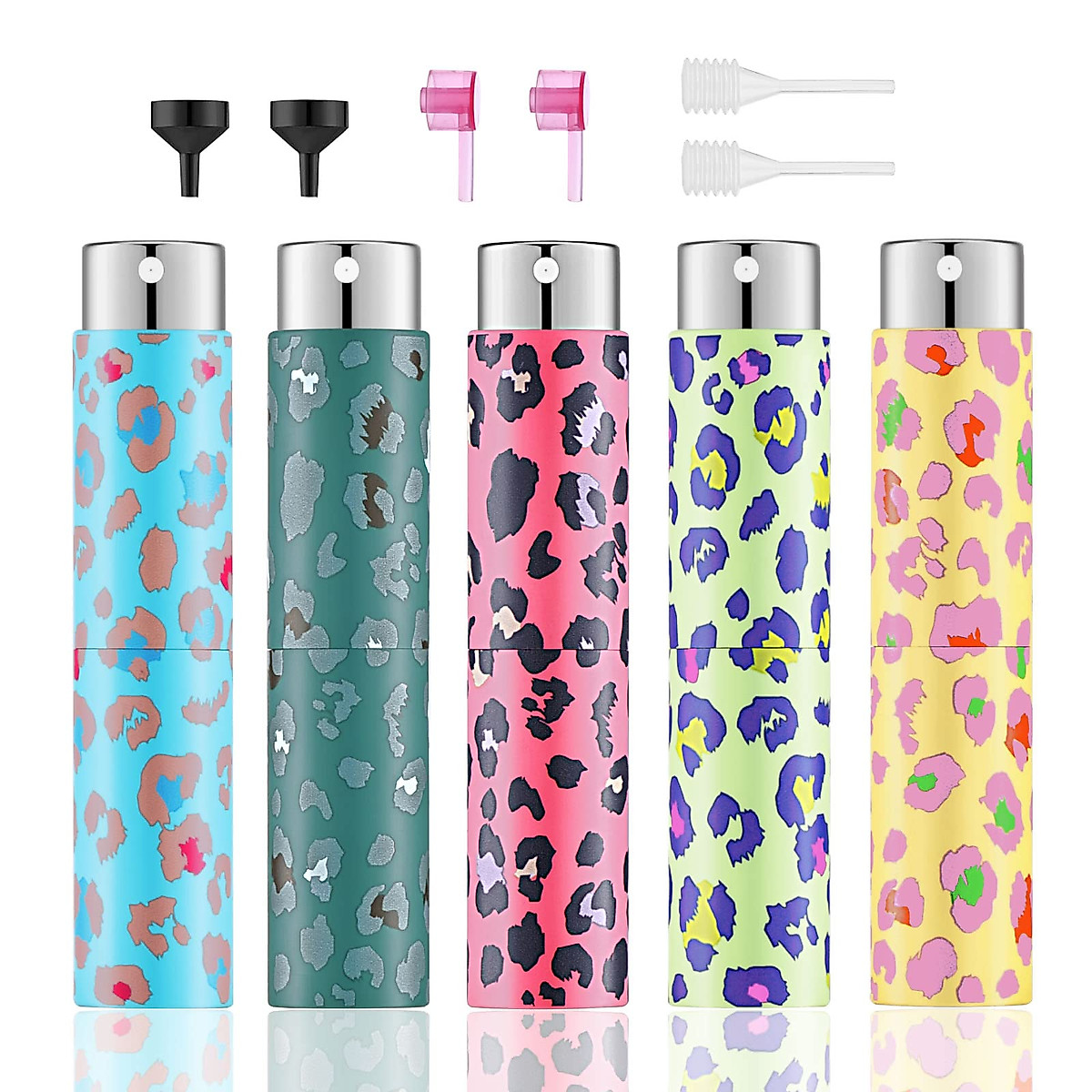 Lil Ray 8ML Refillable Perfume Atomizer Spray Bottle for Travel (5 PCS) Mini Sprayer Dispenser for Perfume Cologne Fragrance (5 Colors)