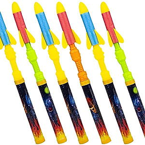 ArtCreativity Rocket Launcher Toys, Set of 6, Launchers with 1 Foam Rocket Each, Fun Flying Toys for Boys and Girls, Unique Outdoor Toys for Kids, Cool Birthday Party Favors for Children, 19 Inches