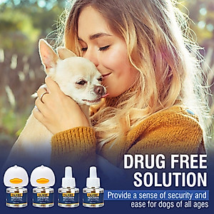 Dog Calming Pheromones Diffuser 6 in 1 Kit Appeasing Pheromone Diffuser to Calm (2 Plug in+4 Pack 48ml Refill) for Anxiety Relief Reduce Aggression Fighting Barking Stress 120 Day Supply(Tasteless)