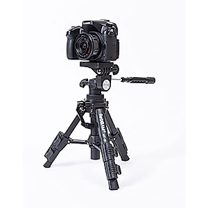 RetiCAM Tabletop Tripod with 3-Way Pan/Tilt Head, Quick Release Plate and Carrying Bag for Phones, Cameras and Spotting Scopes - MT01 Mini Tripod, Aluminum, Black