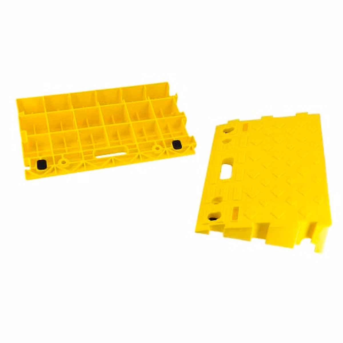 MAXXHAUL 50707 Portable Interlocking Plastic Curb Threshold Ramps Set (Yellow) for Loading Dock, Driveway, Sidewalk for Scooter, Wheelchair, Car, Truck, Motorcycle, Dolly