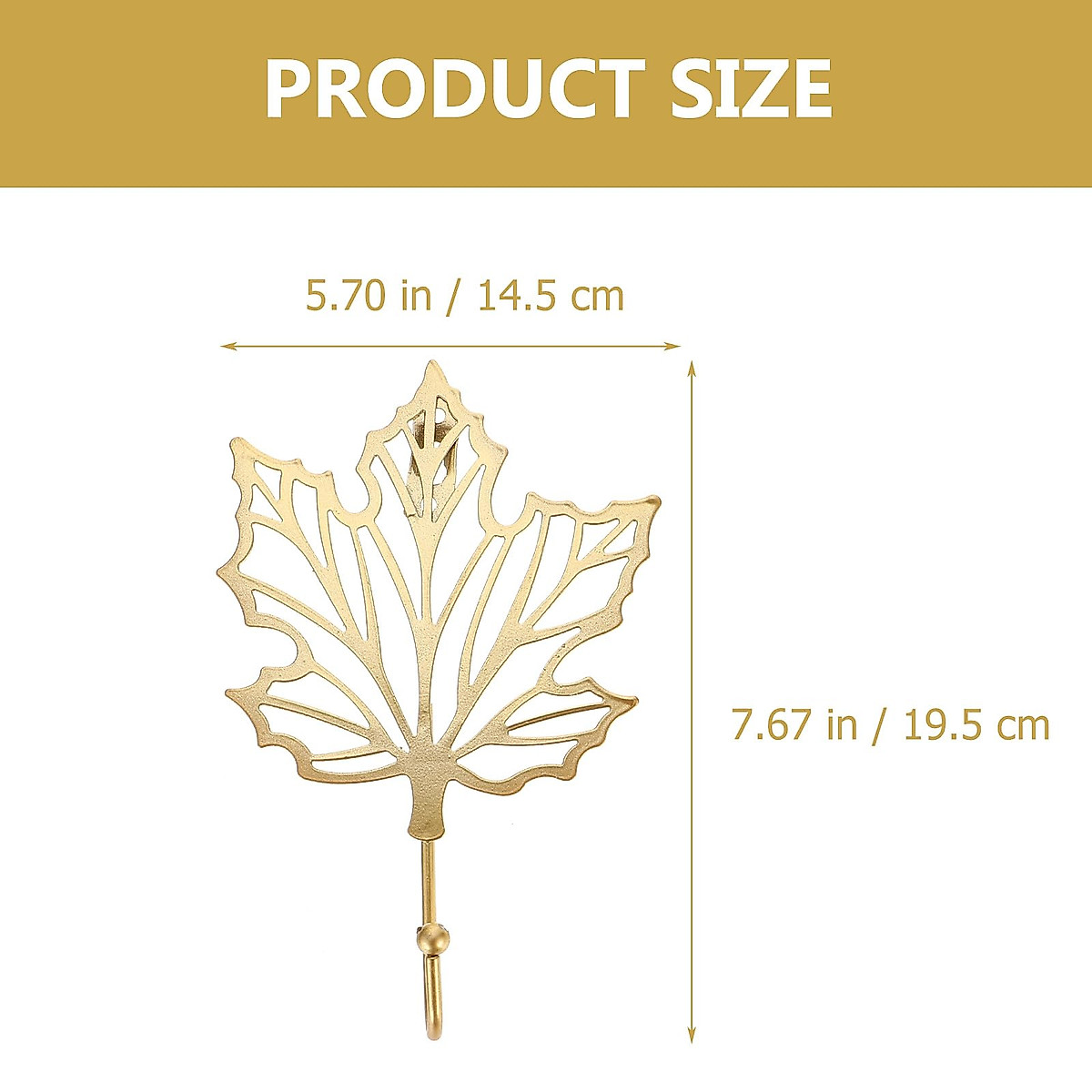 PRETYZOOM Hollow-Out Leaf Wall Hooks, Decorative Iron Hooks Wall Mounted Metal Coat Hooks for Coat Hats Towels, Single Prong Wall Mount Hangers for Closet, Bathroom