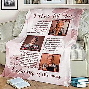 Custom Memorial Blanket, Gift for Loss of Loved Ones, Family, Friend, I Never Left You, Condolence Bereavement Gift Fleece Blanket with Personalized Pictures for Couch Bed Sofa Printed in USA