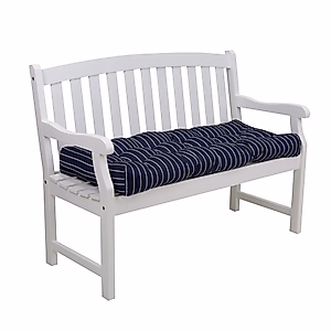 Classic Accessories Outdoor Bench Cushion, Classic Navy, Stripe, 54" W x 18" D x 5" Thick, Outdoor Bench, Bench Cushions, Outdoor Cushions