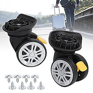RiToEasysports 1 Pair Universal Mute Luggage Suitcase Wheels Replacement with Brake for Suitcase Parts
