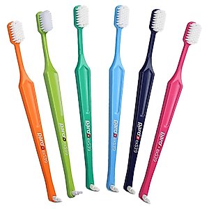 Paro Swiss Paro exS39 Extra Sensitive Toothbrush with Interspace Brush F | Dual Features | Ultra Soft Bristles | Unisex | (6 Pack), 6.0 Count