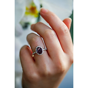 Kobelli 2 3/5 Carat Oval Halo Lab Alexandrite and Diamond Engagement Ring 14K White Gold - Size 6