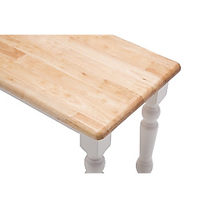 Boraam Farmhouse Bench, White/Natural 14 x 48 x 18