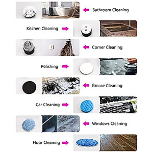 Electric Spin Scrubber, Cordless Bath Tub Power Scrubber with 8 Replaceable Drill Brush Heads, Shower Cleaning Brush with Adjustable Handle for Bathroom, Tile Floor & Car