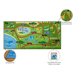 Wildkin Kids Educational Play Rug for Boys and Girls, Features Skid-Proof Backing and Serged Borders, Play Rugs Measures 80 x 39 Inches with Durable Nylon Material, Olive Kids (Farm Land)